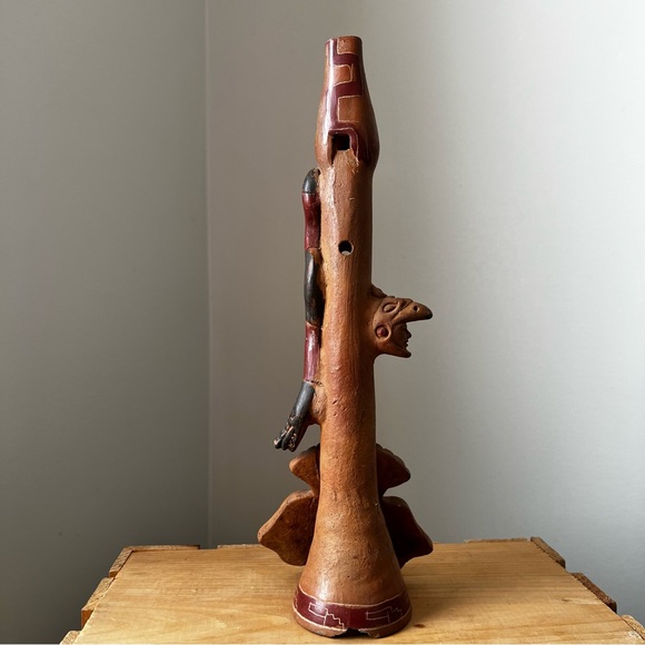Vintage | Other | Aztec Clay Instrument With Ornate Design Faces And ...